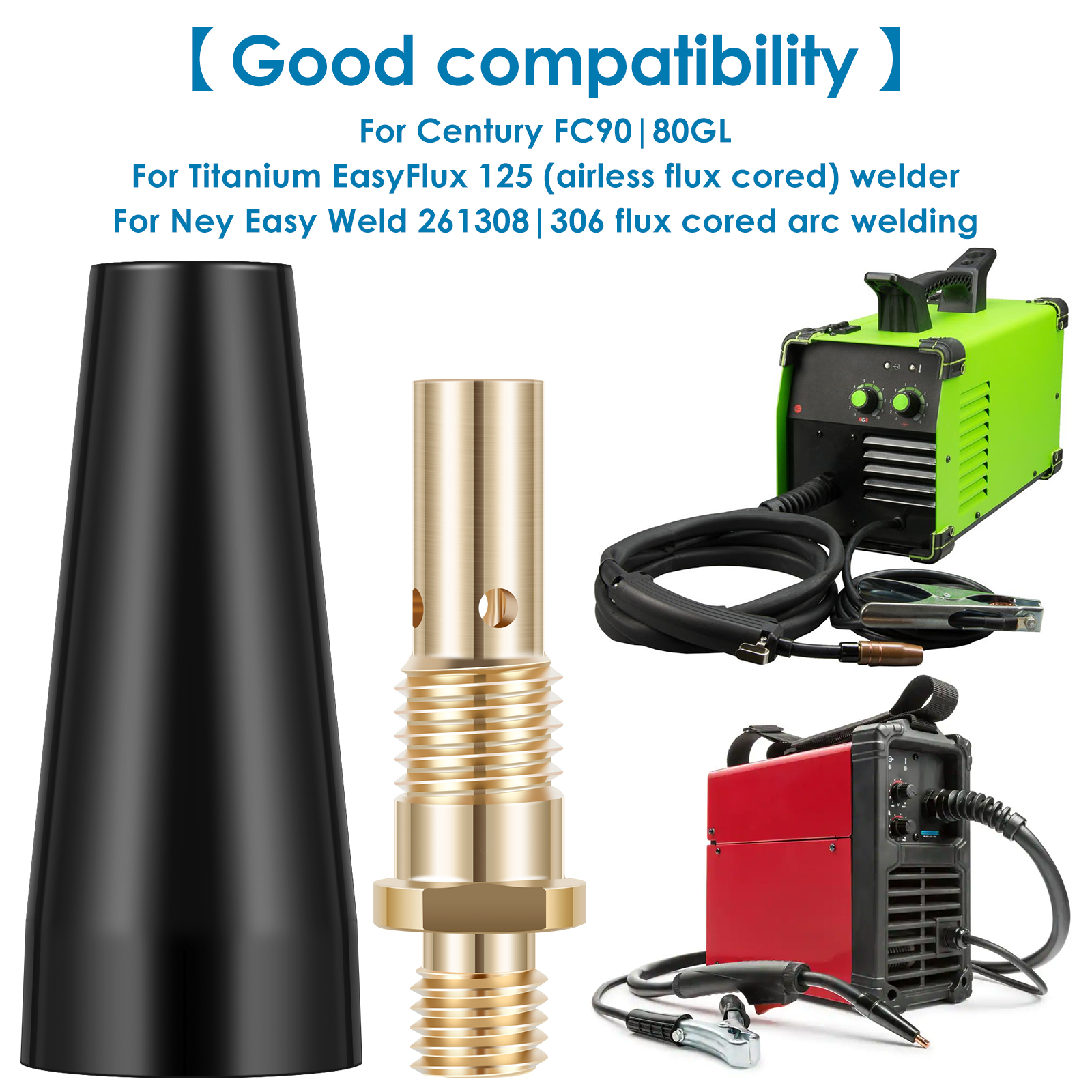 Flux Core Welding Nozzles 4-Pack Flux Core Gasless MIG Welder Nozzles ...